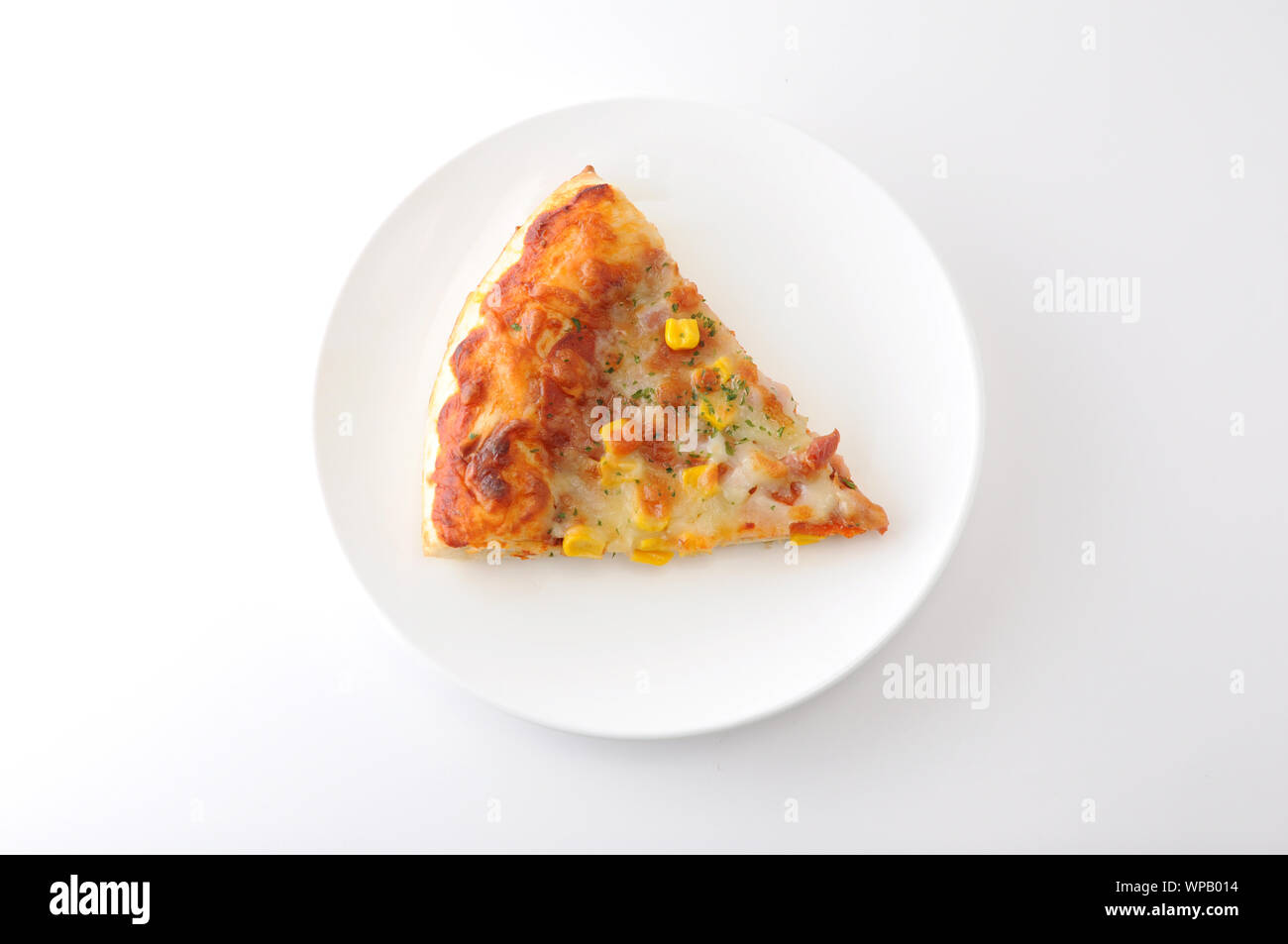 Cut off slice pizza closeup isolated on white background Stock Photo ...