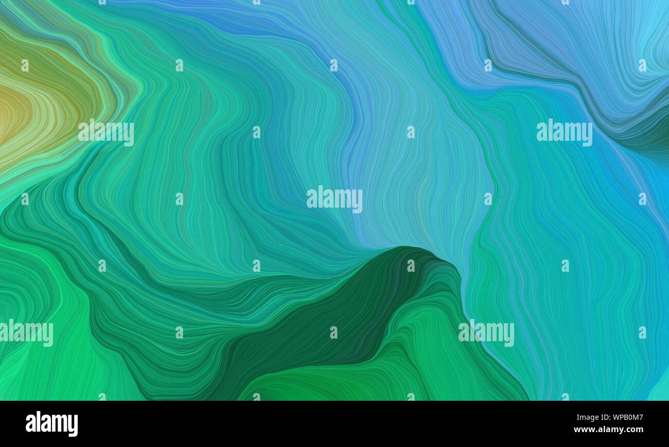 curved contemporary lines waves with light sea green, sea green and ...