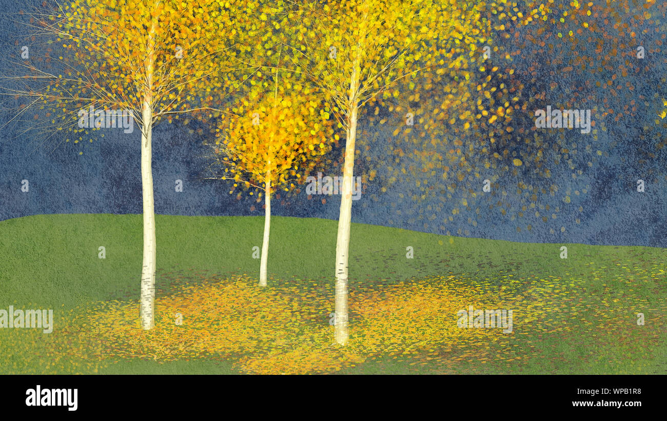 Wind blowing trees illustration hi-res stock photography and images - Alamy