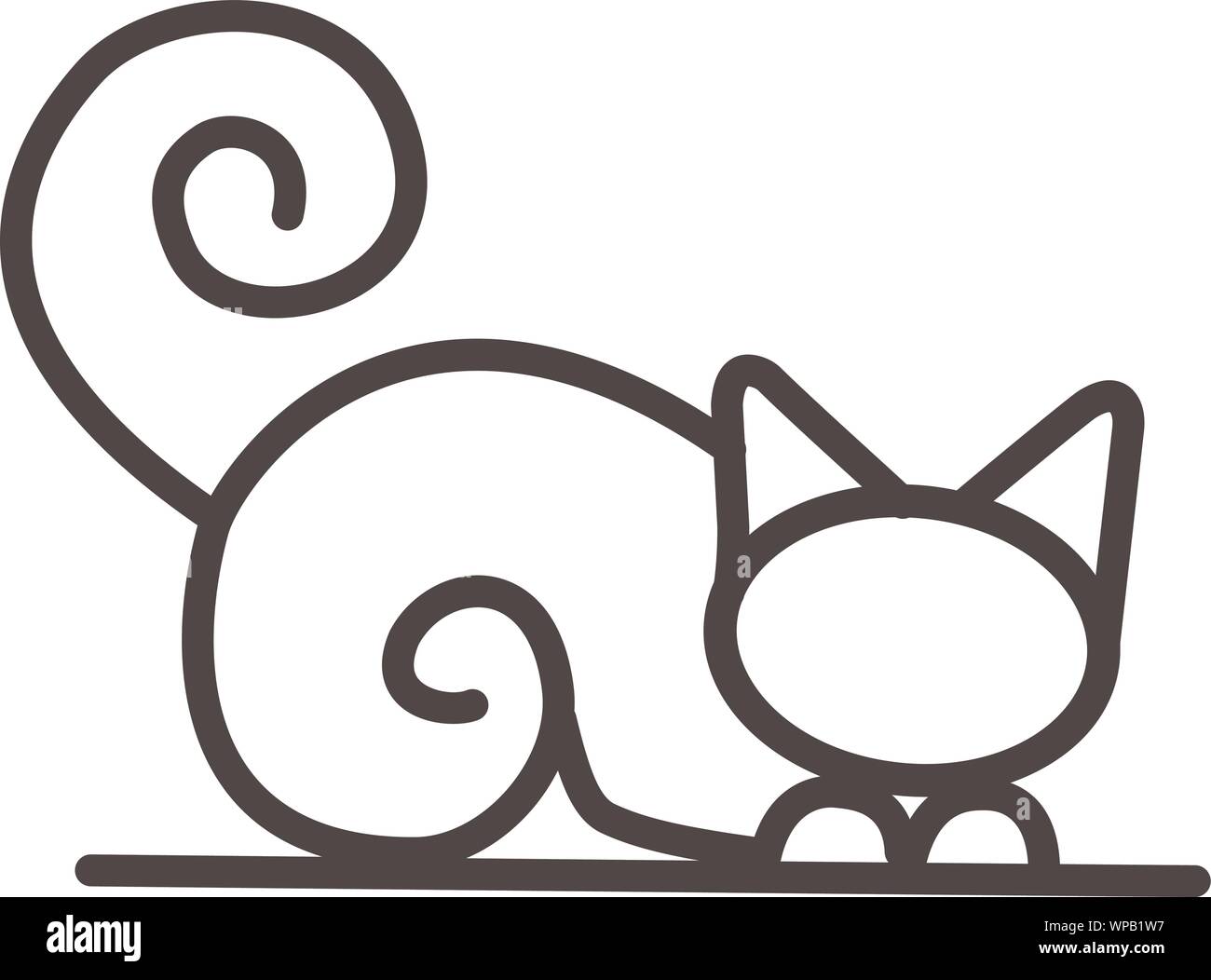 Home pets, minimalist monoline lineart outline cat icon logo template ...