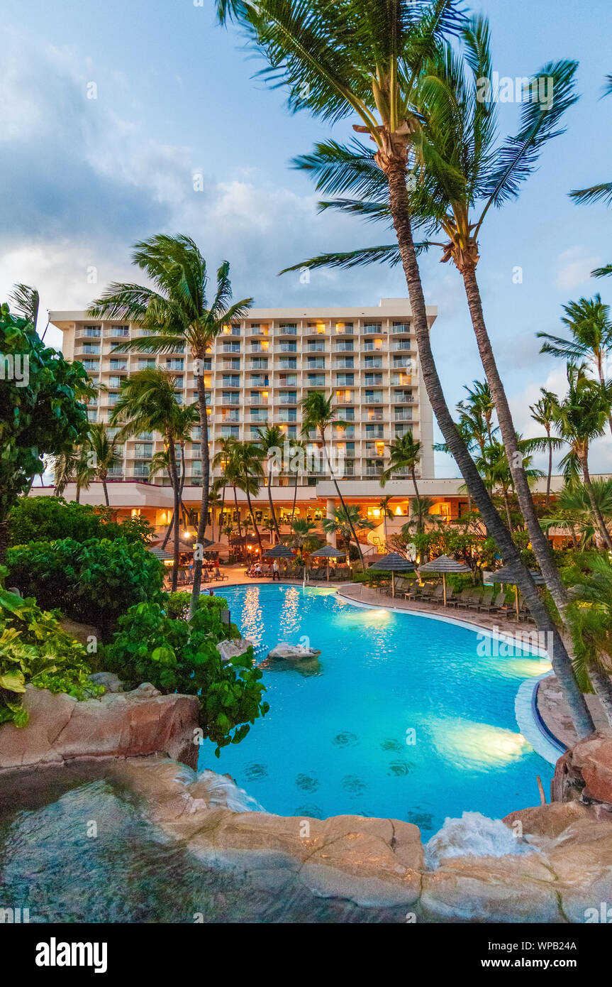 The Westin Resort at sunset on the island of Maui in Hawaii, USA Stock ...