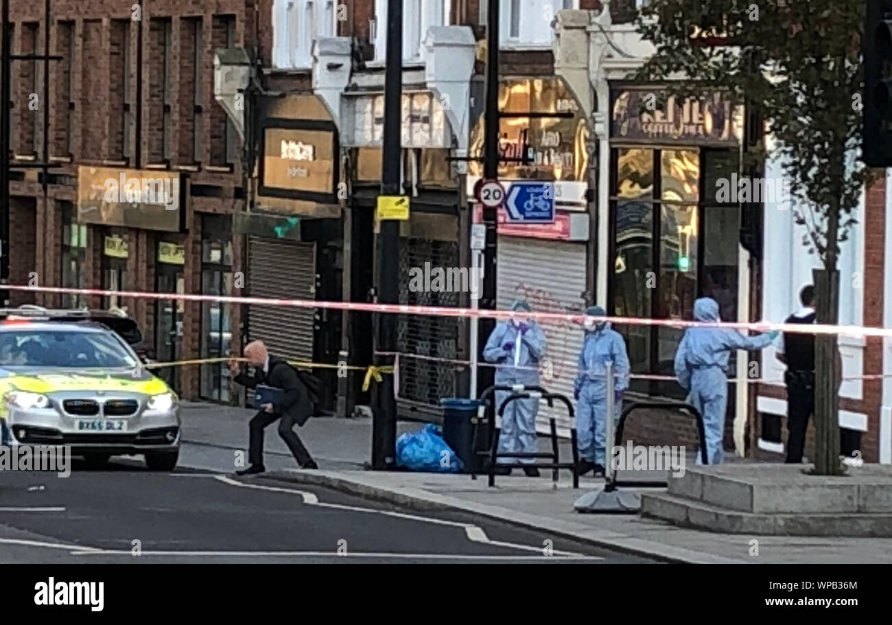 A police crime scene in Sydenham Road, south-east London, after a man ...