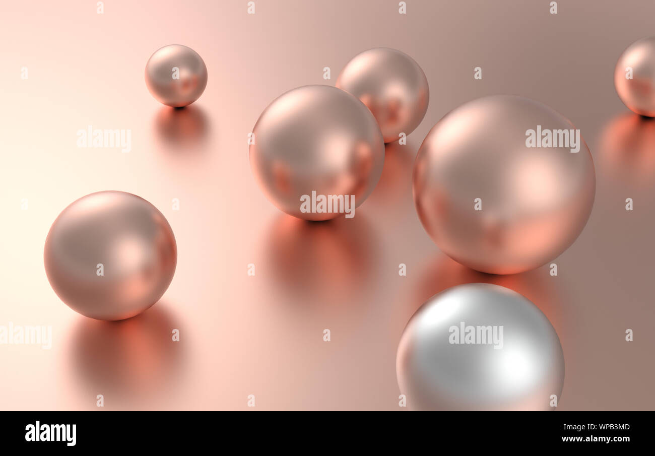 Silver sphere ball among pink sphere balls stand out from the crowd ...