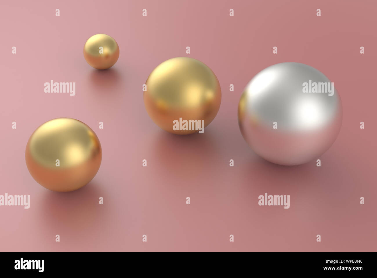 Silver sphere ball among gold sphere balls stand out from the crowd ...