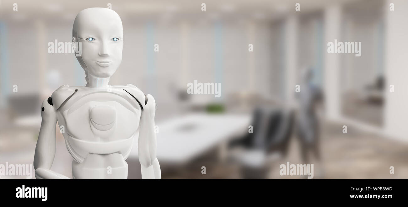 artificial intelligence robot white 3d-illustration Stock Photo - Alamy