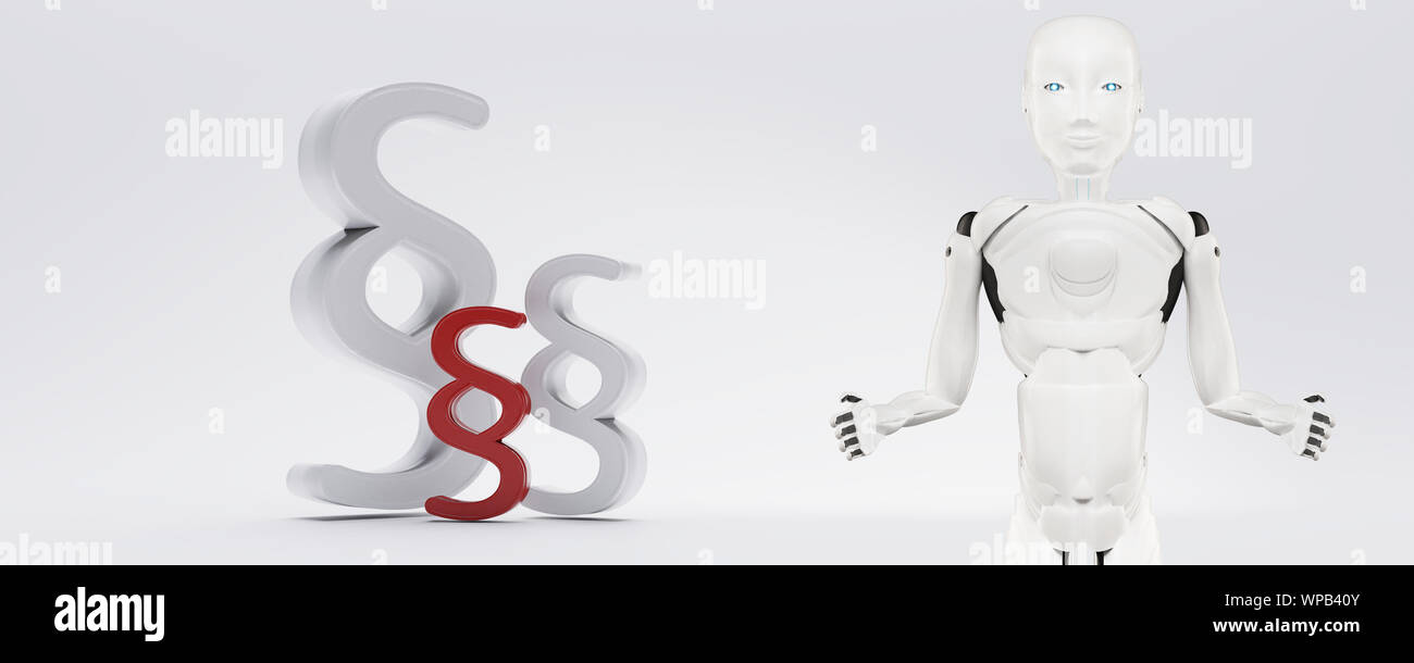 paragraph symbol and artificial intelligence robot white 3d ...