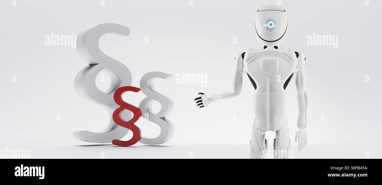 paragraph symbol and artificial intelligence robot white 3d ...