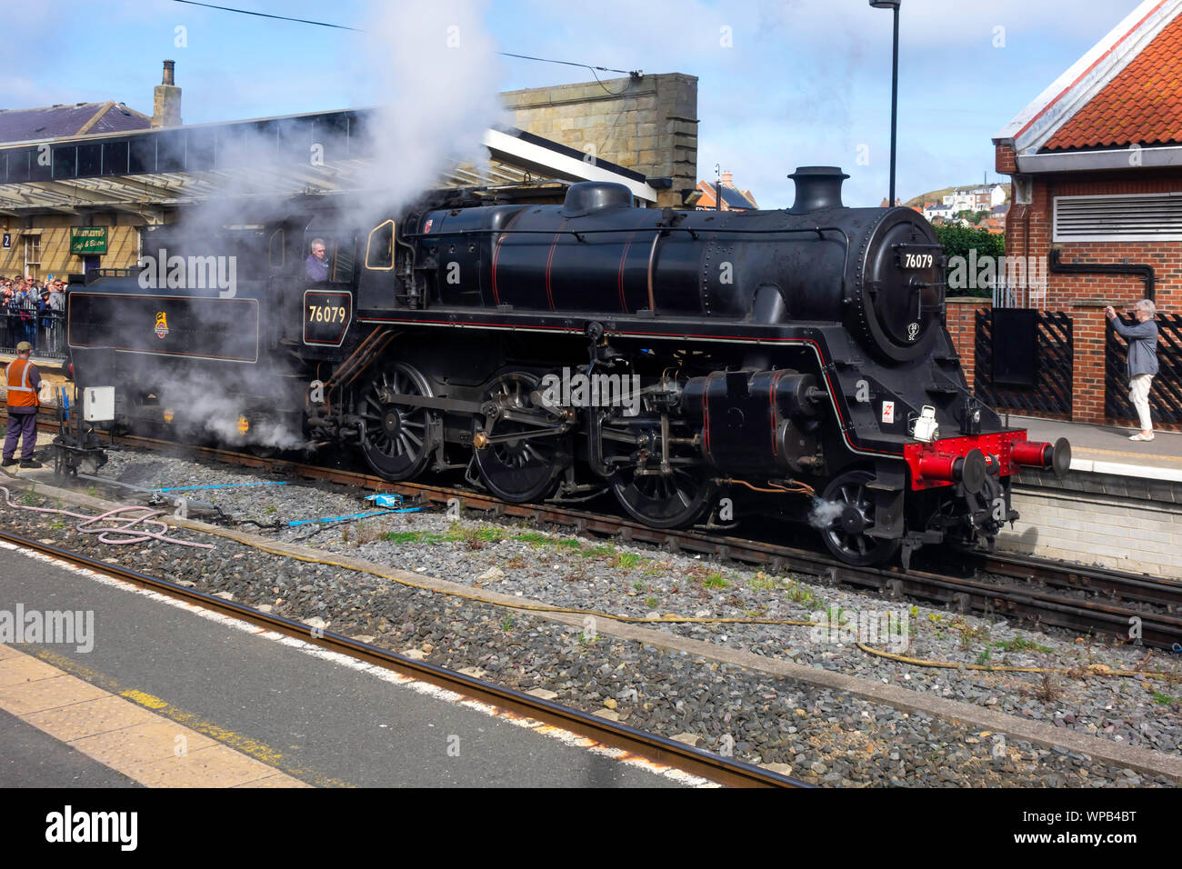 Ex Br Class 4MT steam locomotive 76079 2-6-0 at Whitby on the North ...