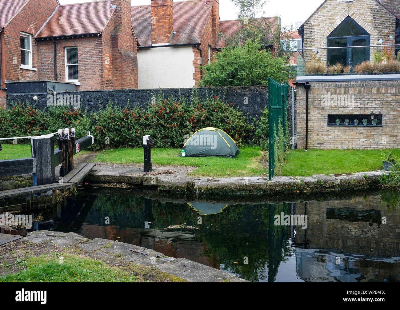 A homeless person's tent on Dublin's Grand Canal near Mount Street ...
