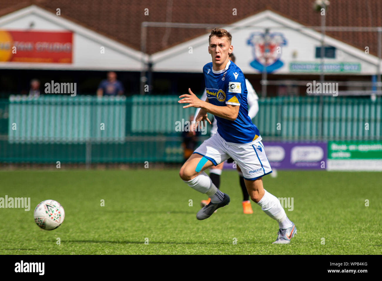 Nathan Wood of Penybont in action. Penybont v Bala Town JD Cymru ...