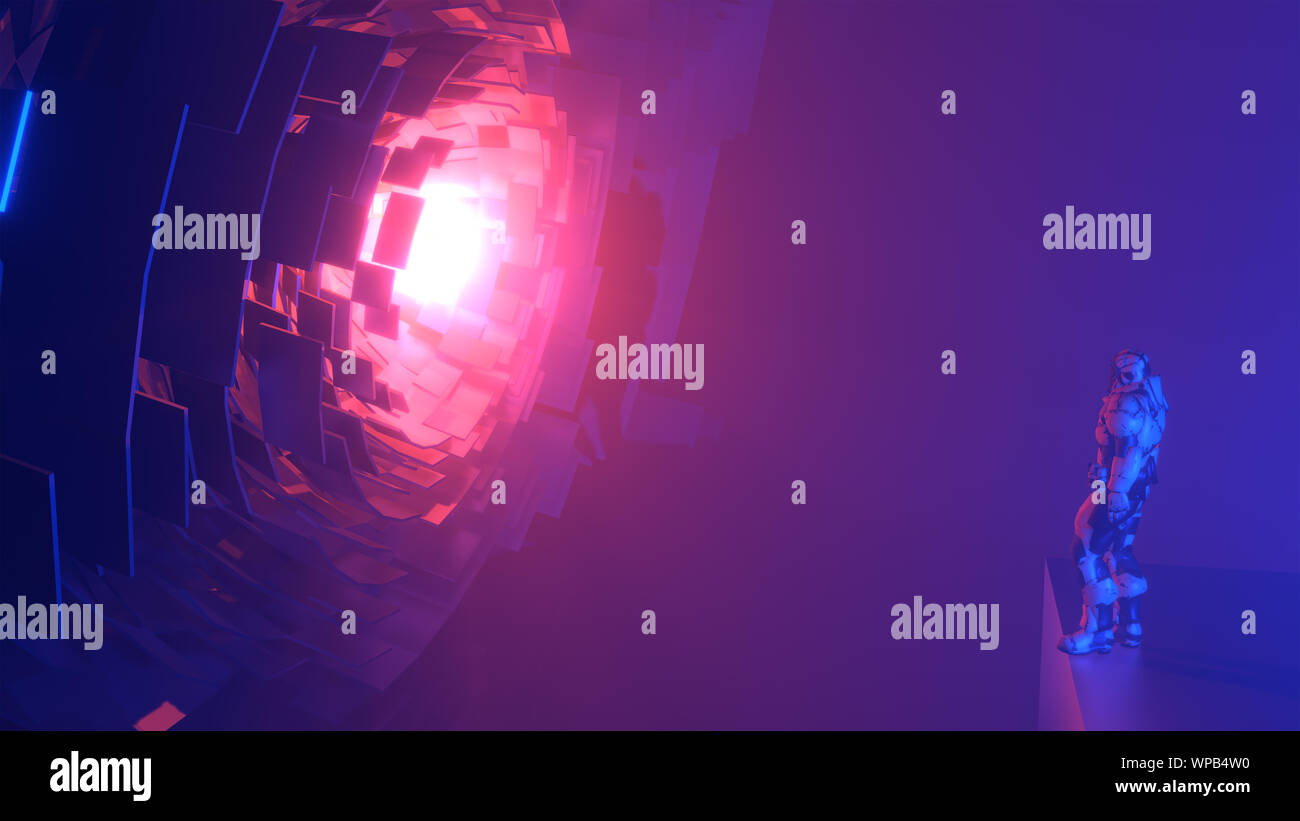 Sci Fi spaceship scene concept with astronaut Stock Photo - Alamy