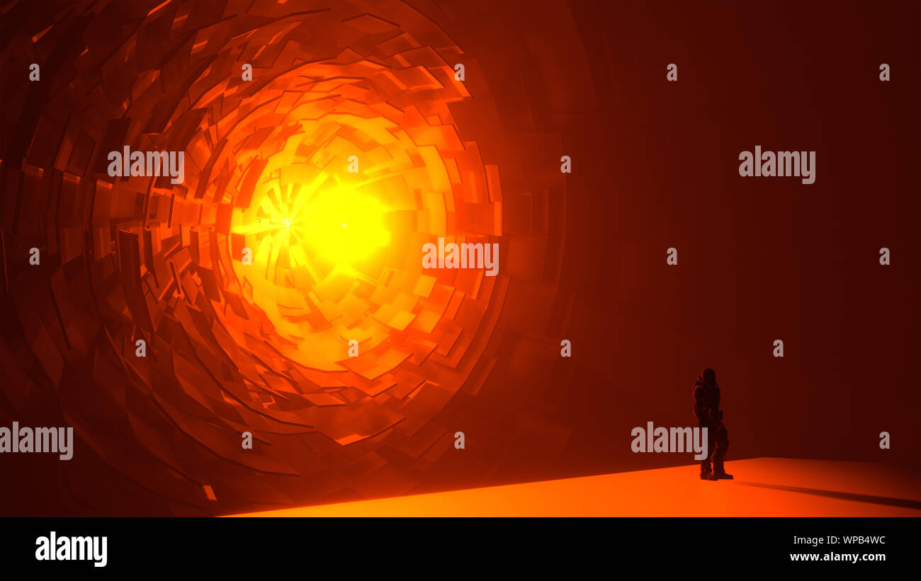 Sci Fi spaceship scene concept with astronaut Stock Photo - Alamy