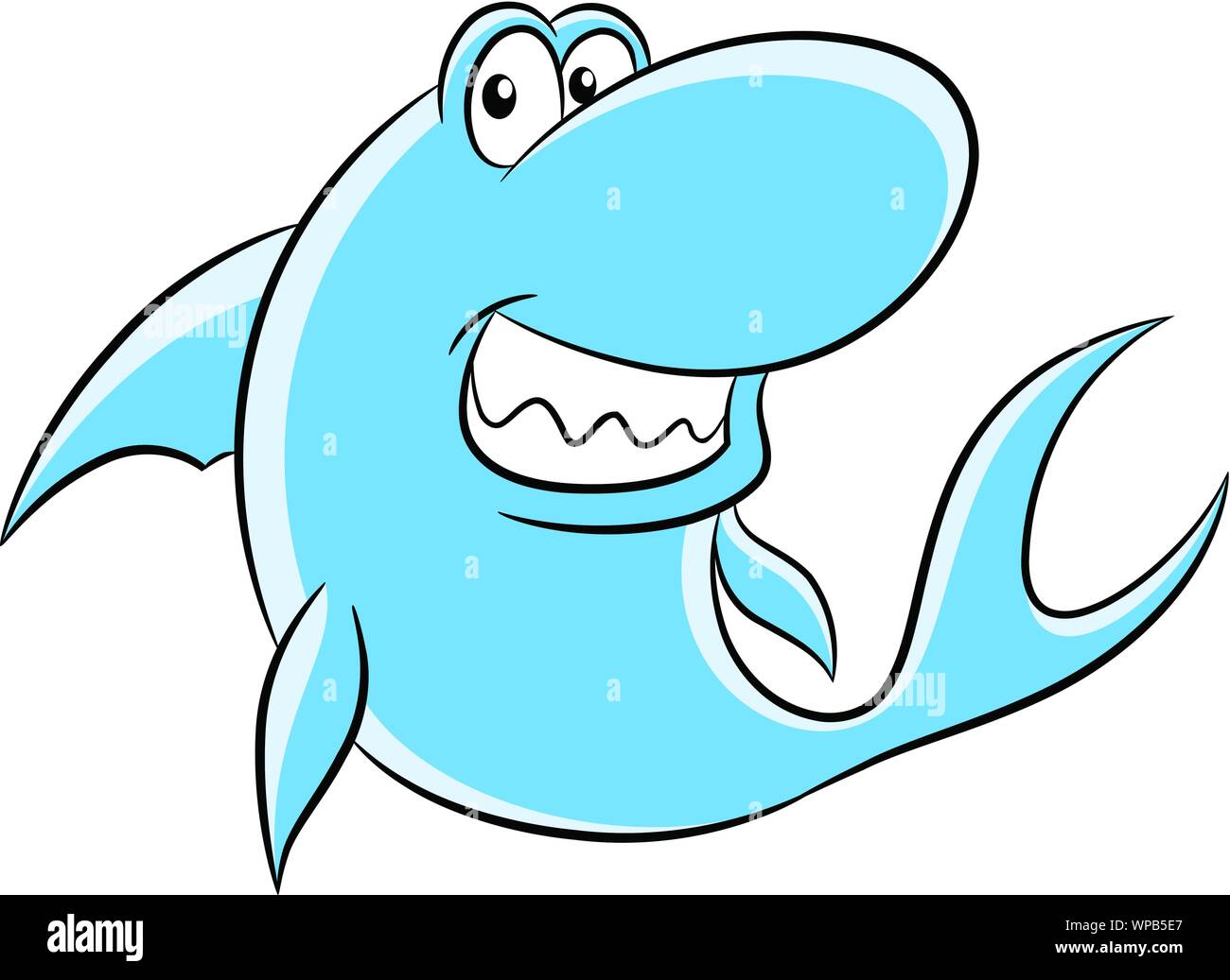 Vector Illustration of Cartoon Shark isolated on a white background ...