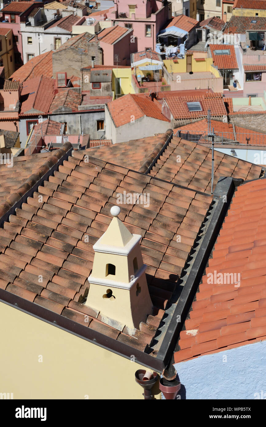 aerial view of the beautiful city of Bosa, in Sardinia island Stock ...