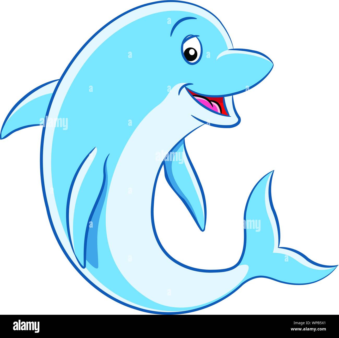 Vector Illustration of Colorful Cartoon Dolphin isolated on a white ...