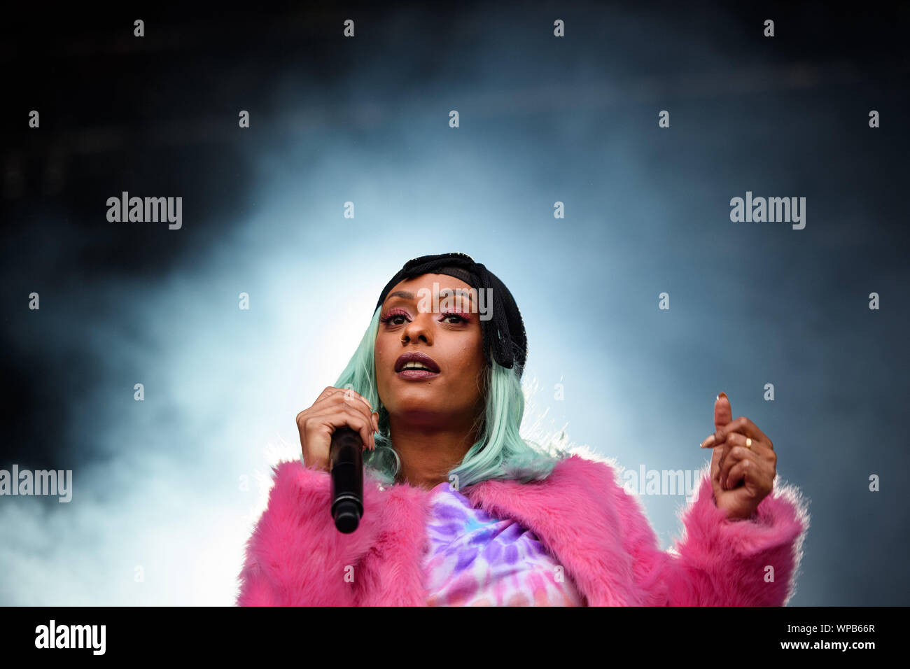Berlin, Germany. 08th Sep, 2019. Nura, rapper and singer, stands on one ...