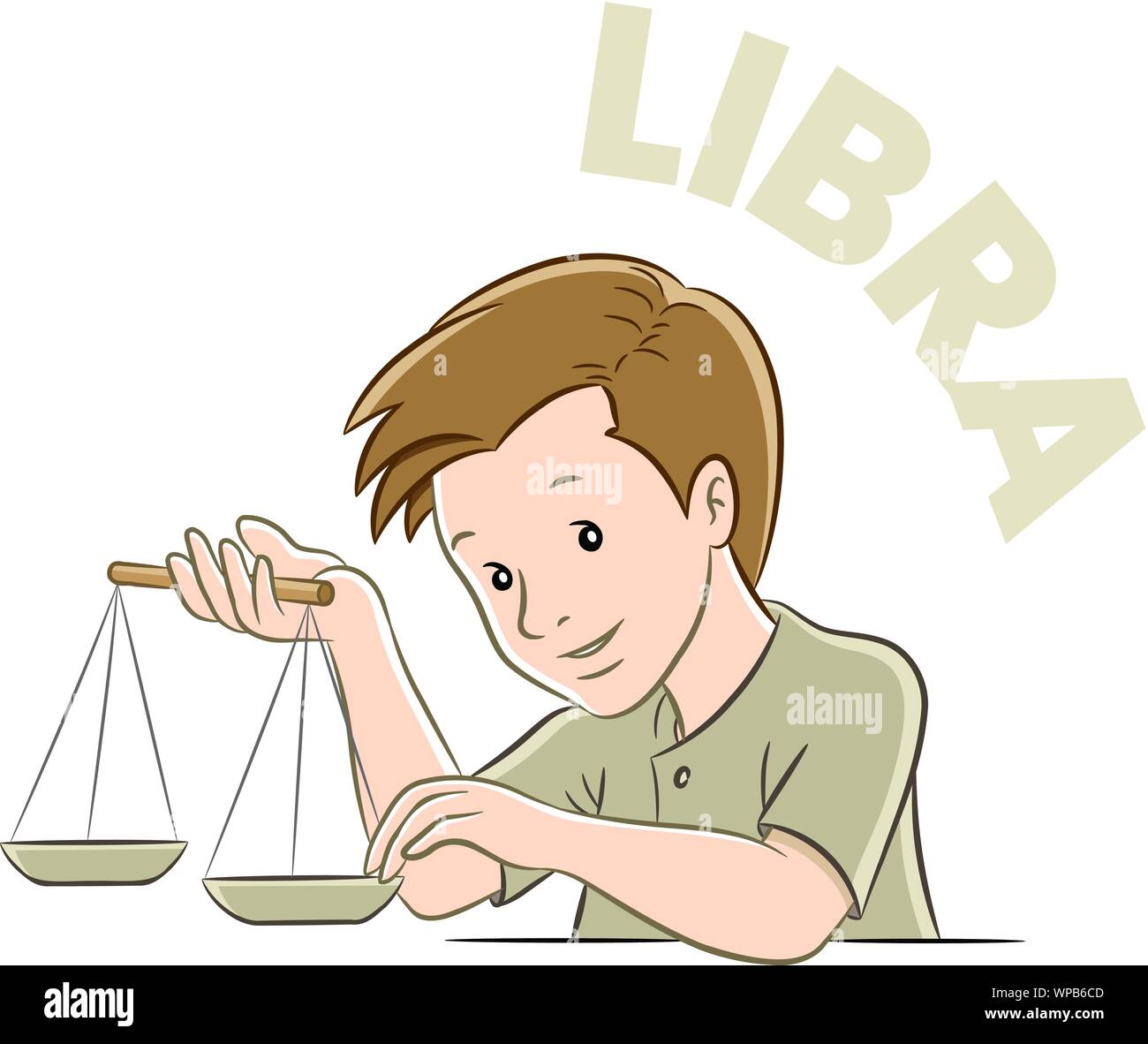 Vector Illustration of Colorful Cartoon of Libra Zodiac Sign isolated ...