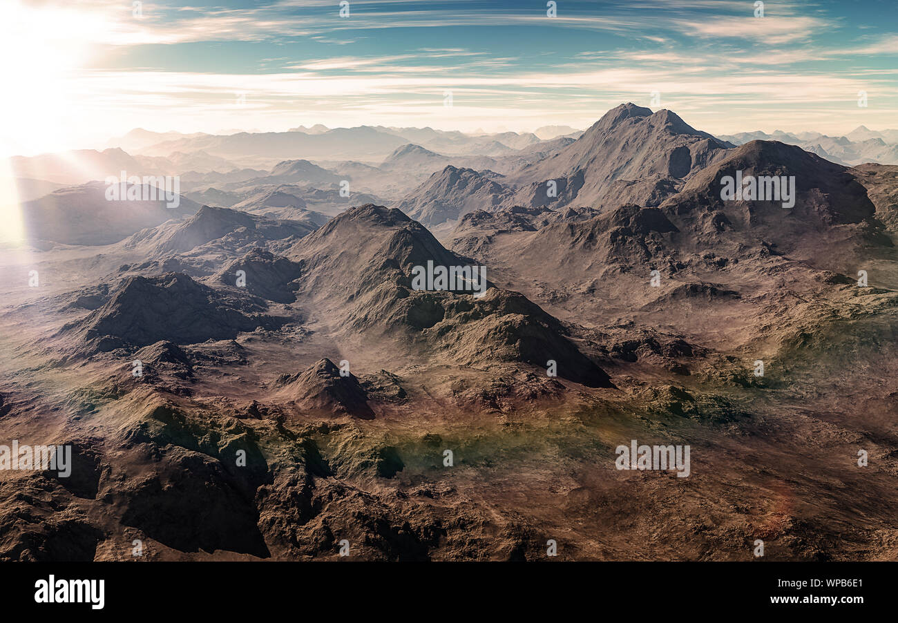 Panorama of high peaks, top of the mountain at sunset Stock Photo - Alamy