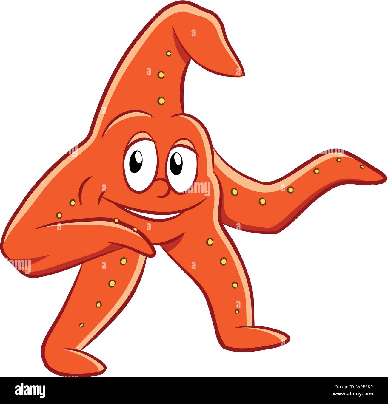 Vector Illustration of Colorful Cartoon Sea Star isolated on a white ...