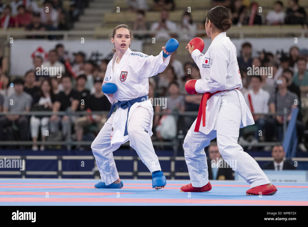 Tokyo, Japan. 8th Sep, 2019. Jennifer Warling of Luxembourg (blue ...