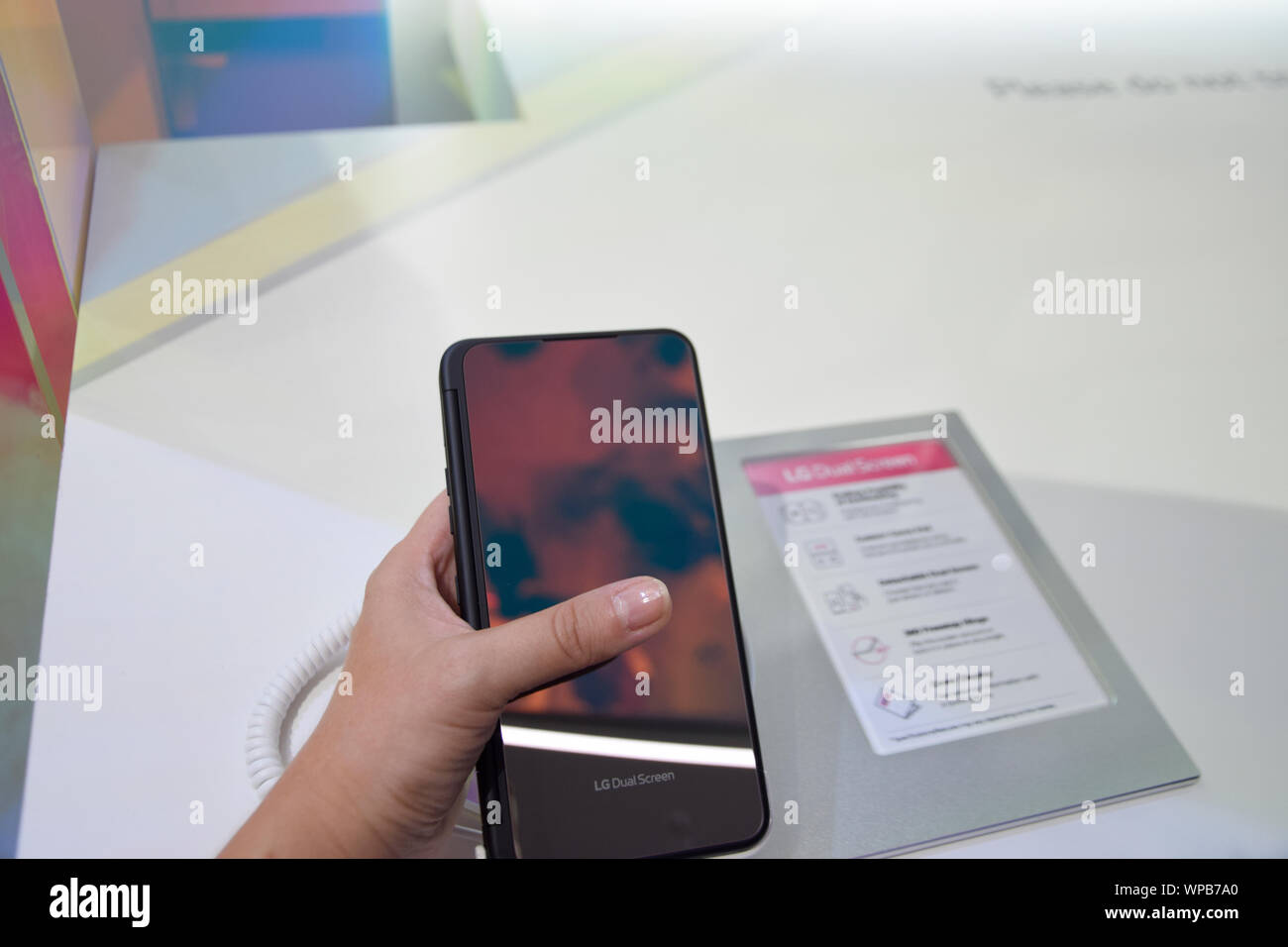 Berlin, Germany – September 6th, 2019: LG Dual Screen Telephone at IFA ...