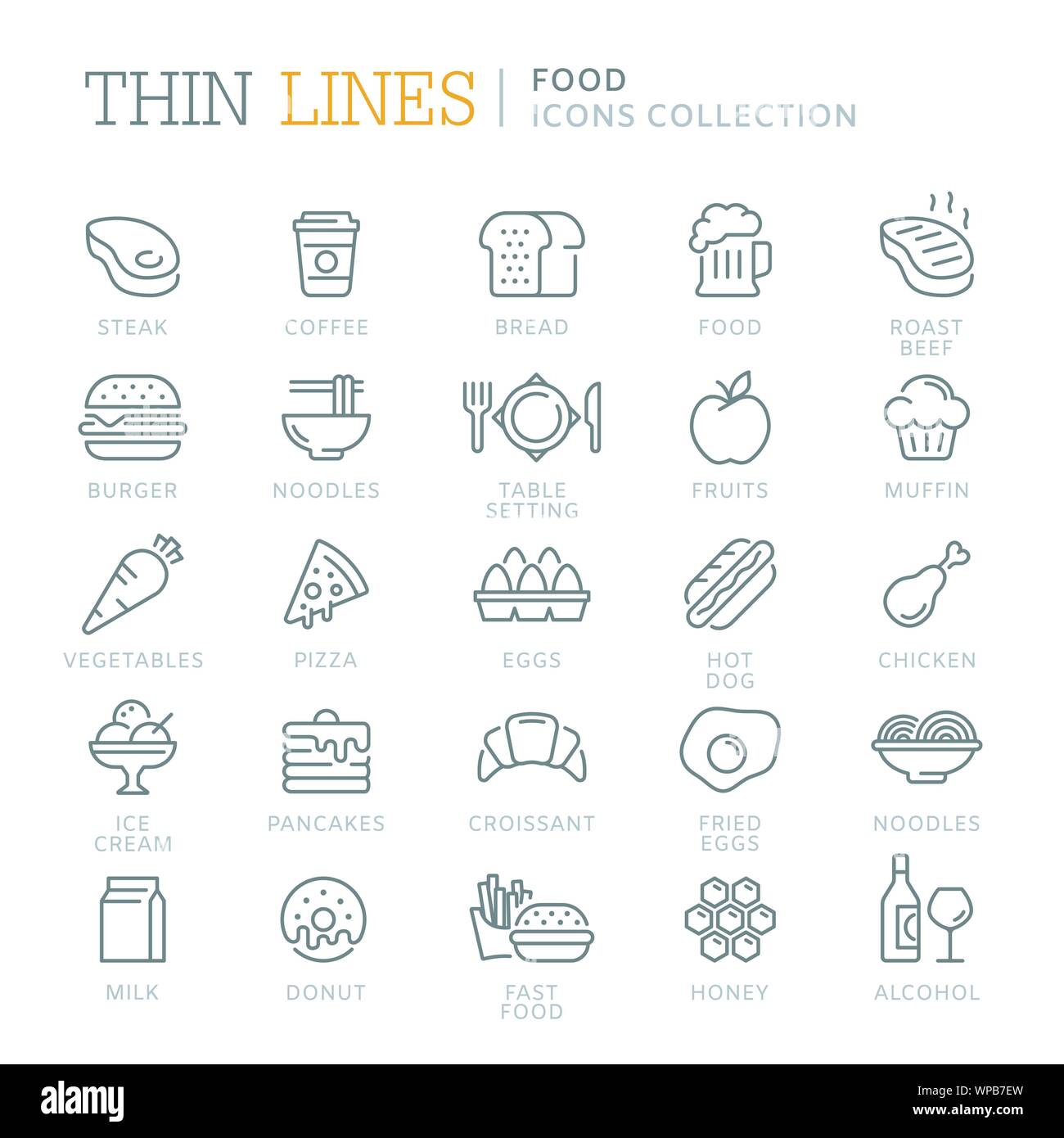 Collection of food related icons Stock Vector Image & Art - Alamy