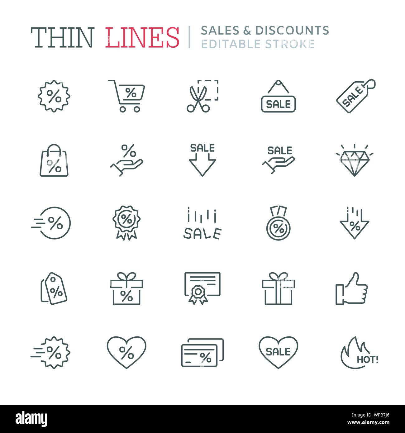 Collection of sales related line icons. Editable stroke Stock Vector ...