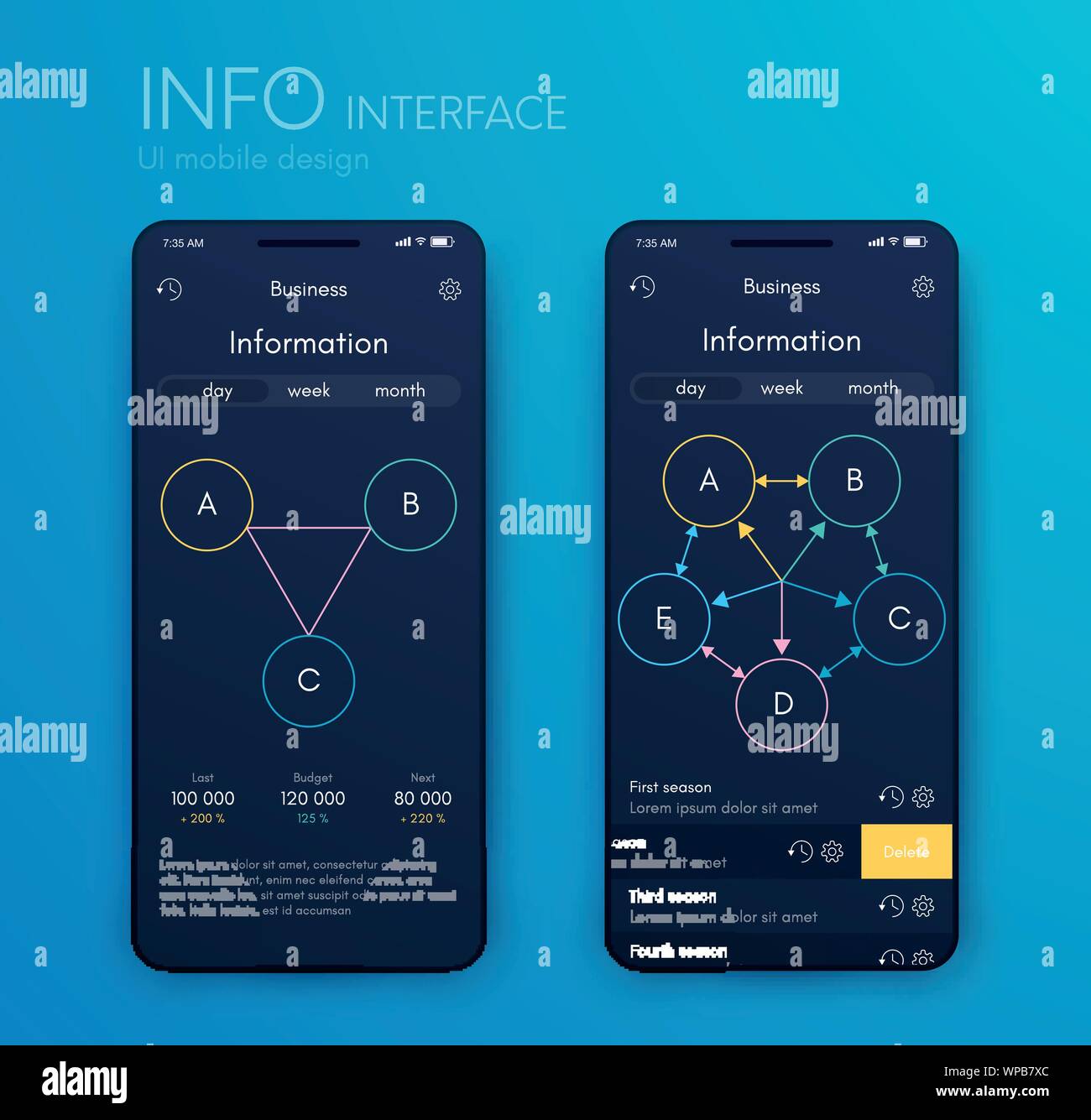 Mobile application interface. Ui design, vector illustration Stock ...