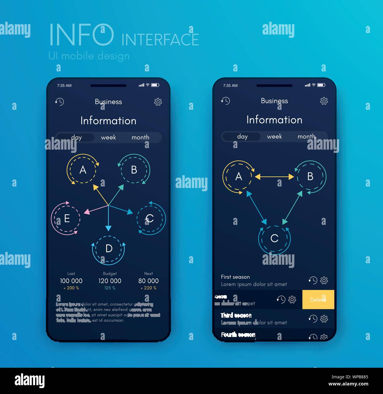 Mobile application interface. Ui design, vector illustration Stock ...