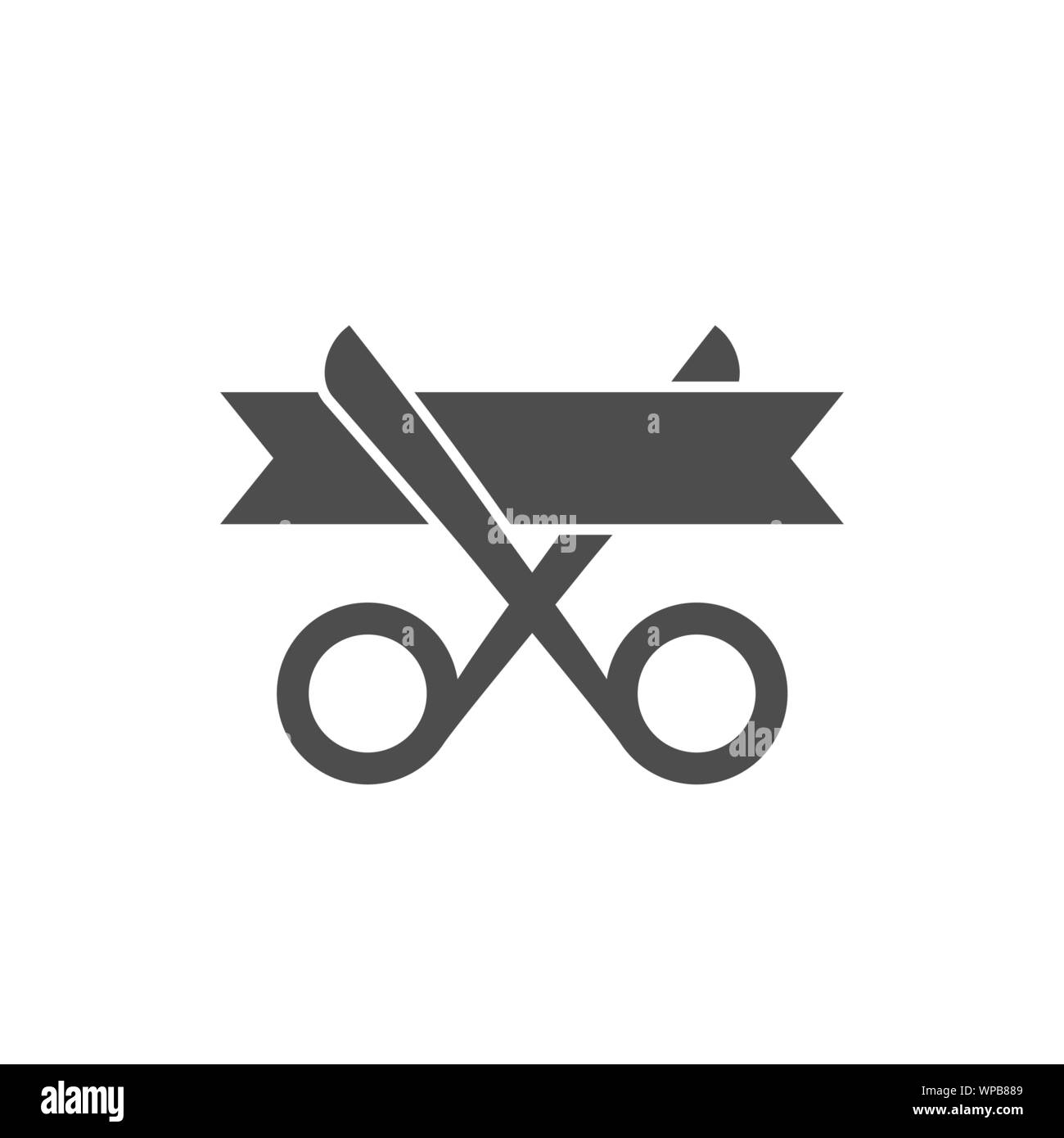 Grand opening icon. Scissors and ribbon sign, Vector illustration Stock ...