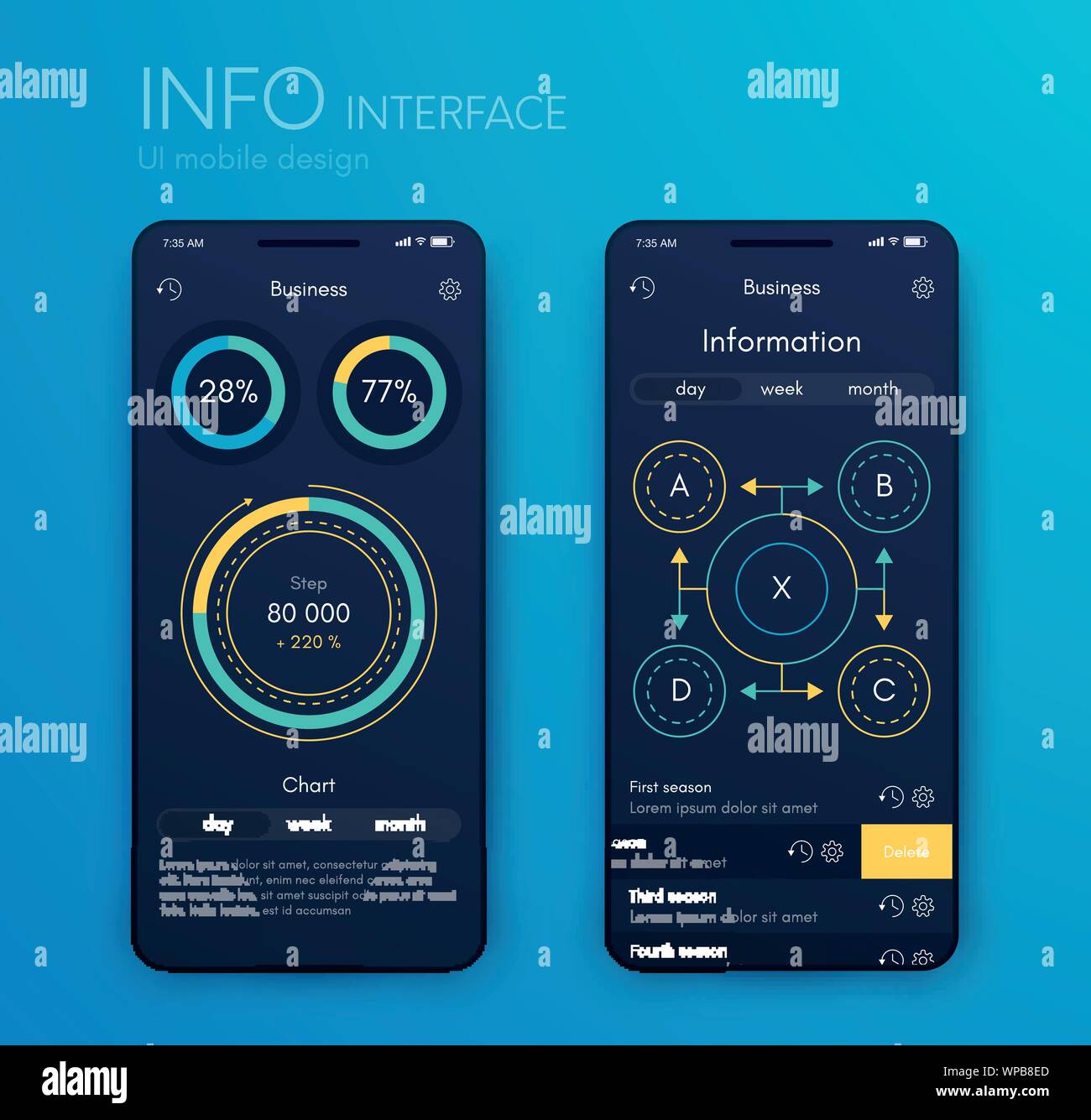 Mobile application interface. Ui design, vector illustration Stock ...