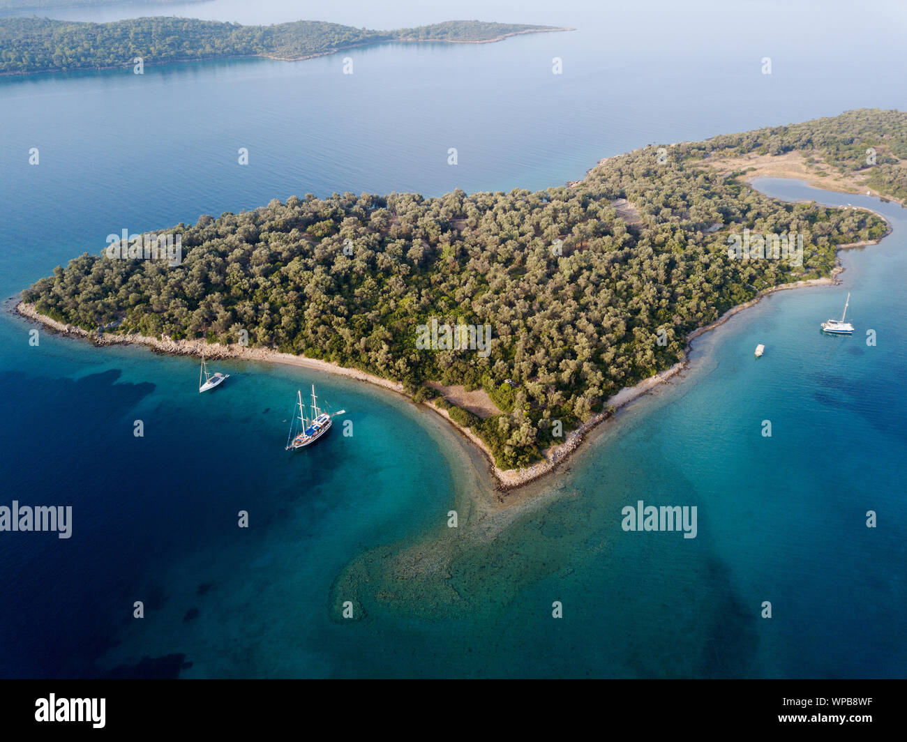 Aerial view of Sedir Island Gokova Bay Turkey Stock Photo - Alamy
