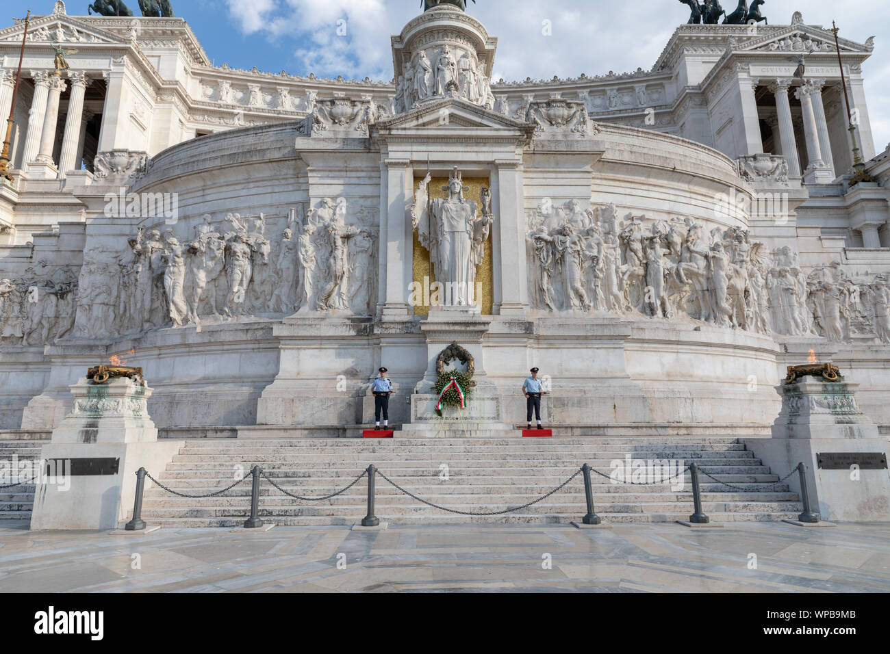 Rome, Italy - June 19, 2018: Closeup of facade of museum the Vittorio ...