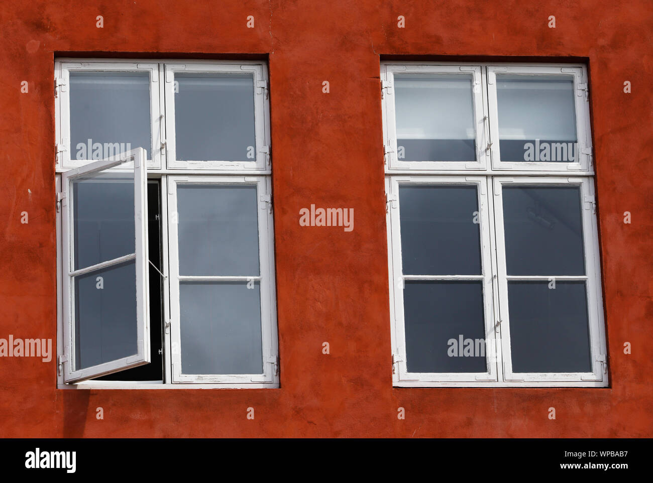 Two windows one opened, one closed Stock Photo - Alamy