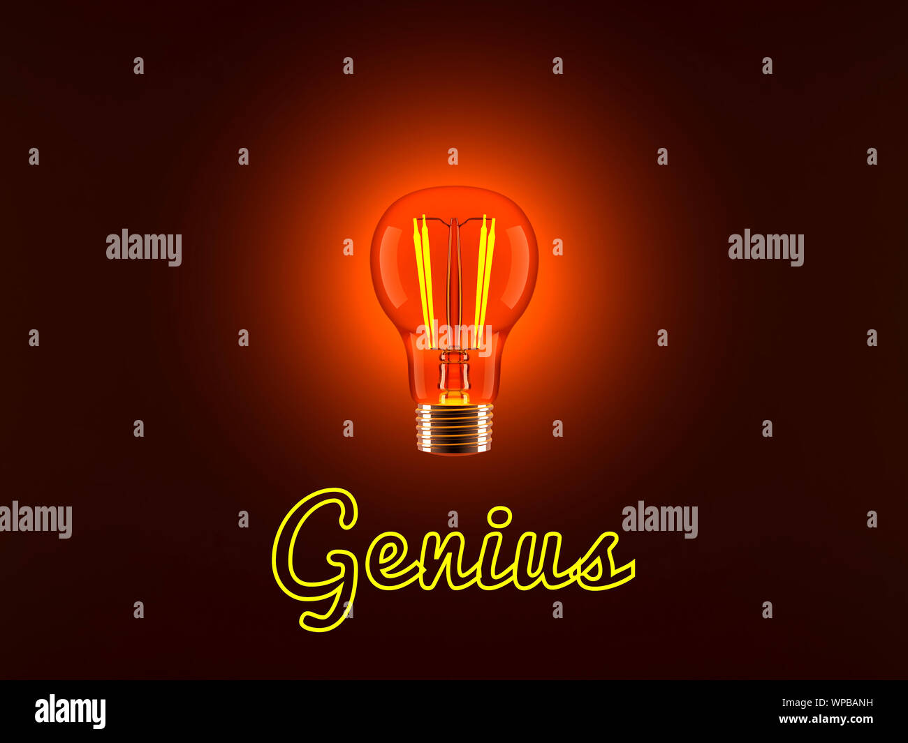 Conceptual 3D rendered illustration of a shining light bulb and the ...