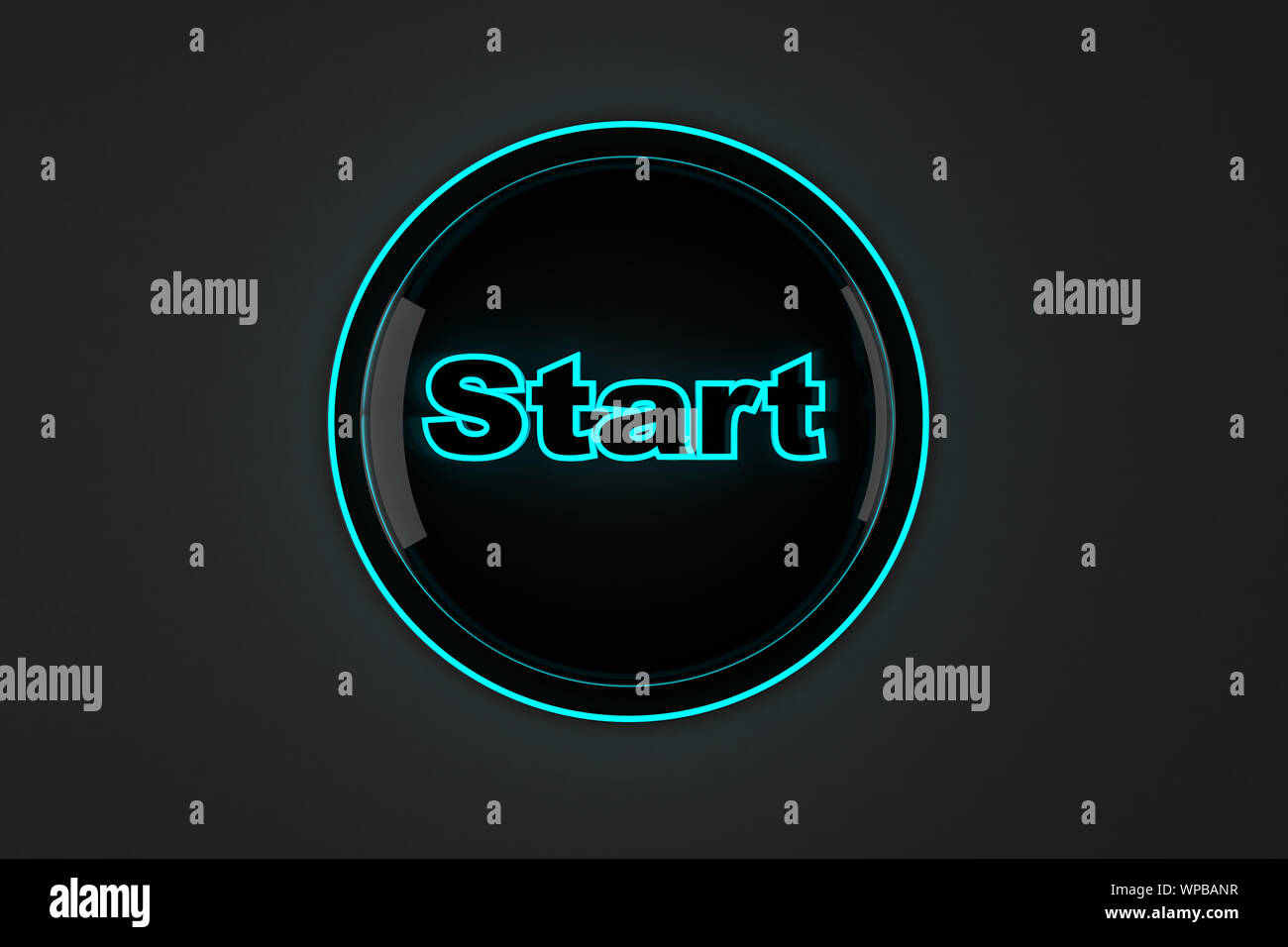 3D rendered illustration of a glowing Start button Stock Photo - Alamy