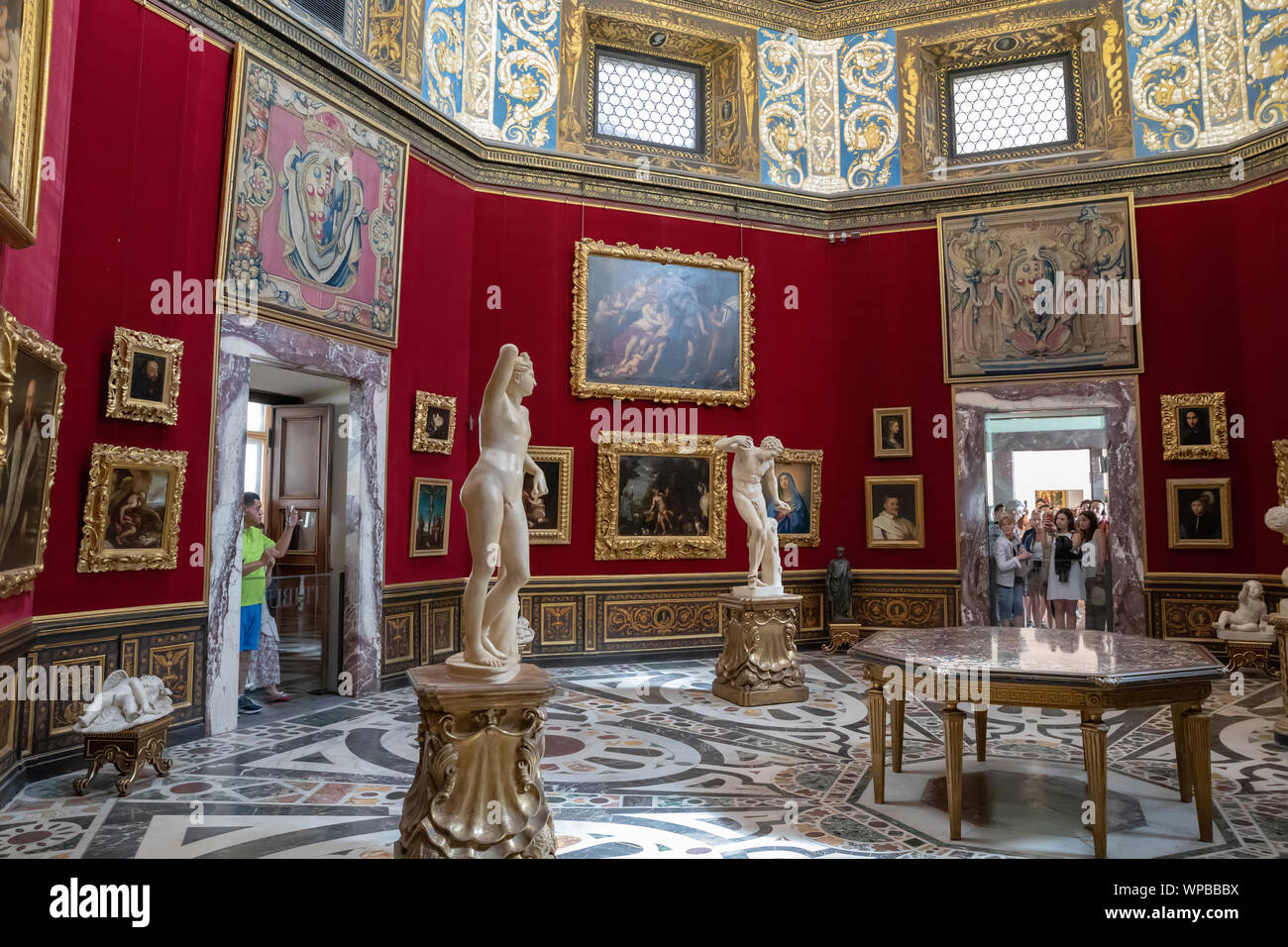 Florence, Italy - June 26, 2018: Panoramic view of interior and arts of ...