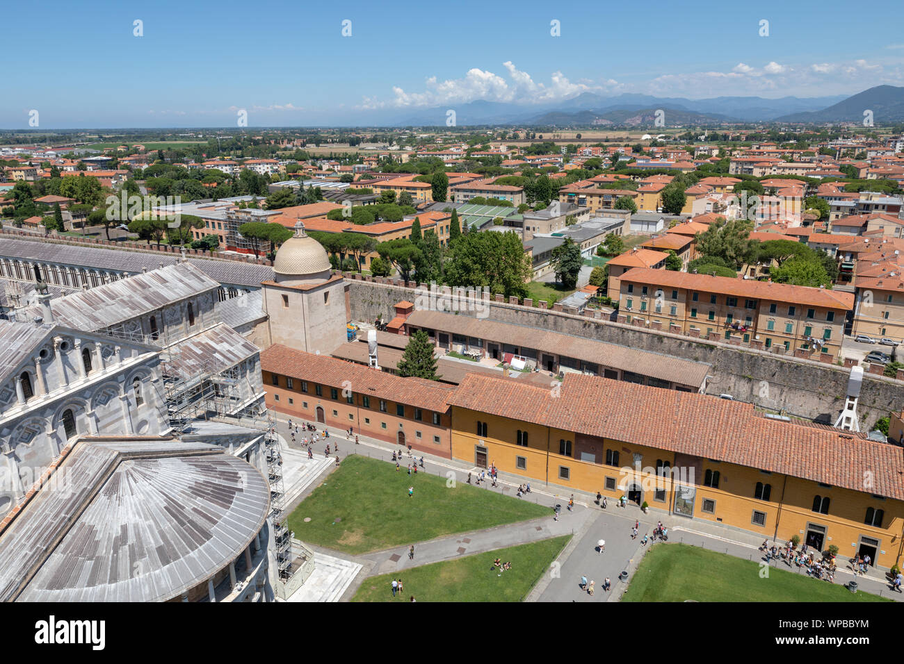 Pisa, Italy - June 29, 2018: Panoramic view of Pisa city with historic ...