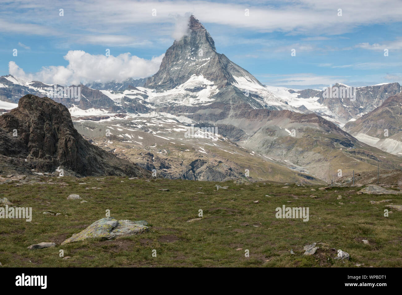 View closeup Matterhorn mountain, scene in national park Zermatt ...