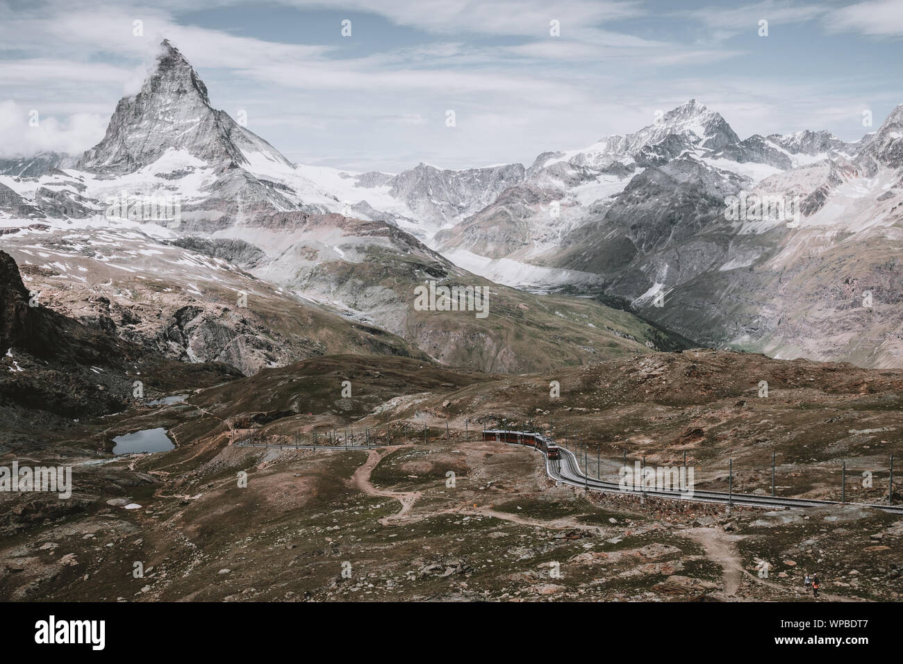 Panorama of Matterhorn mountain, scene in national park Zermatt ...