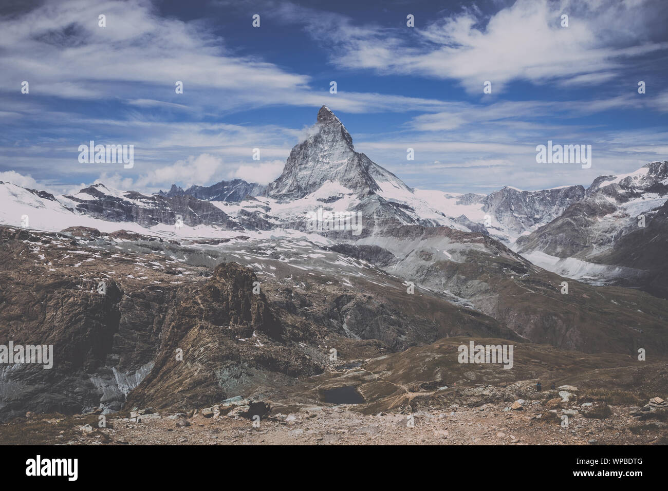 View closeup Matterhorn mountain, scene in national park Zermatt ...