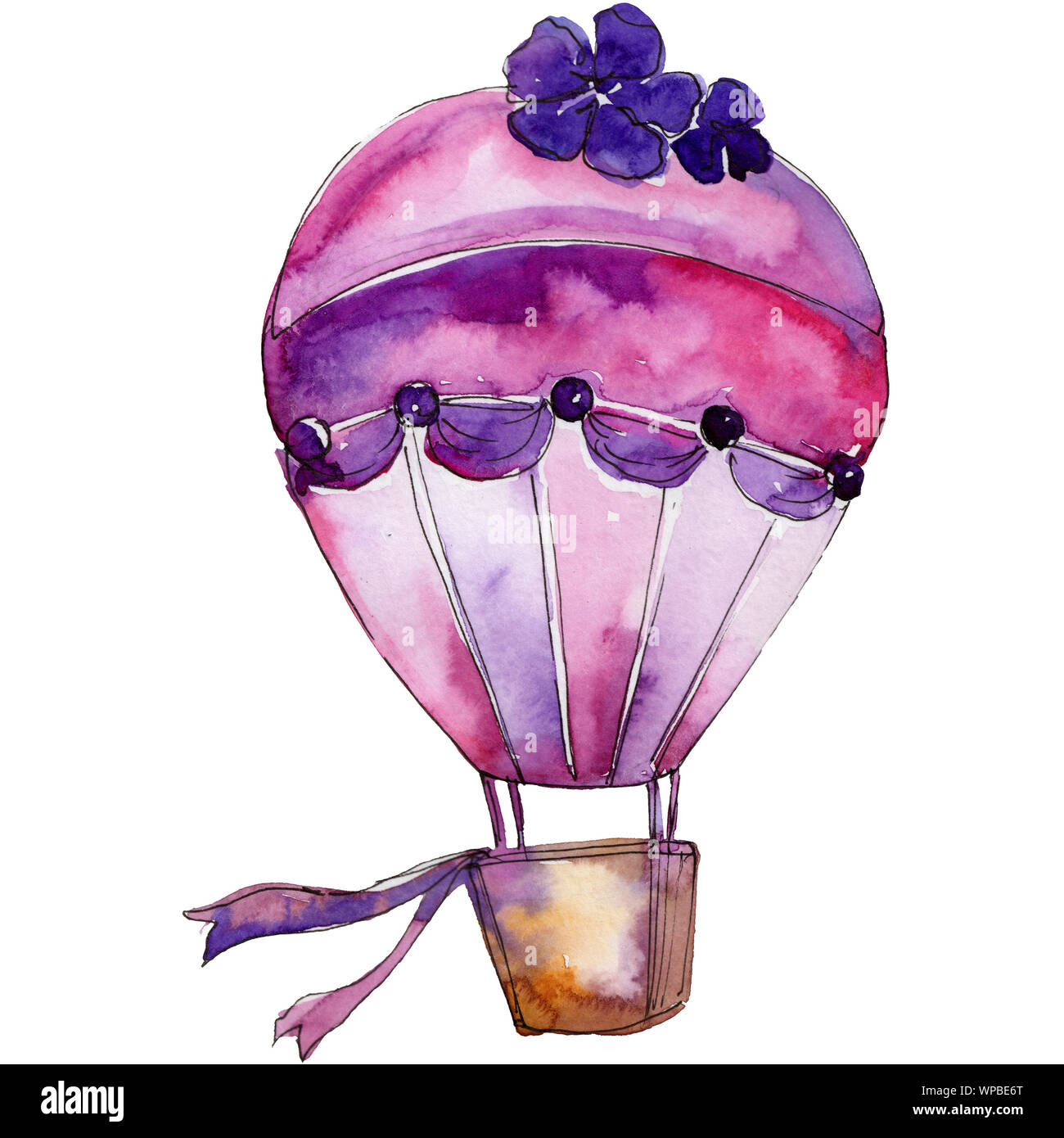 Hot air balloon background fly air transport. Watercolor background set ...