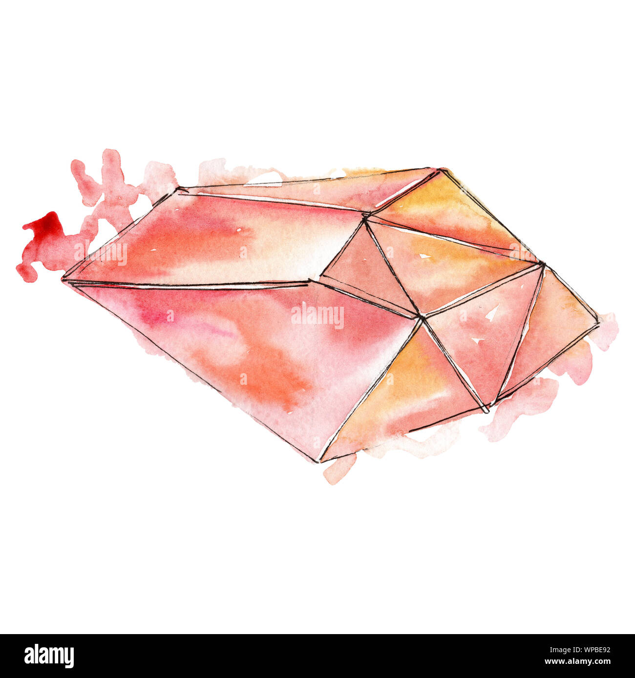 Colorful diamond rock jewelry minerals. Watercolor background set ...