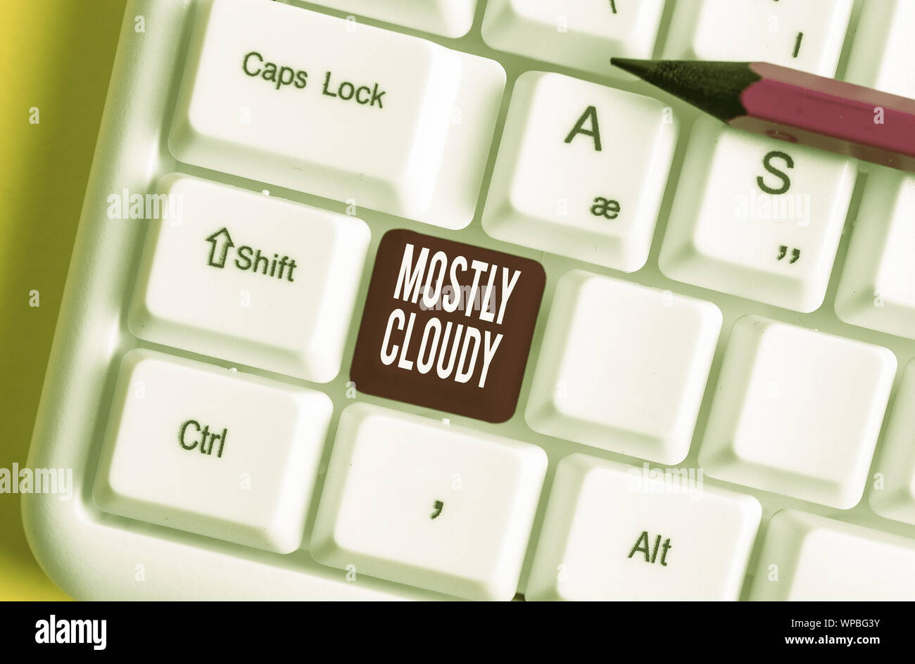 Handwriting text writing Mostly Cloudy. Conceptual photo Shadowy ...