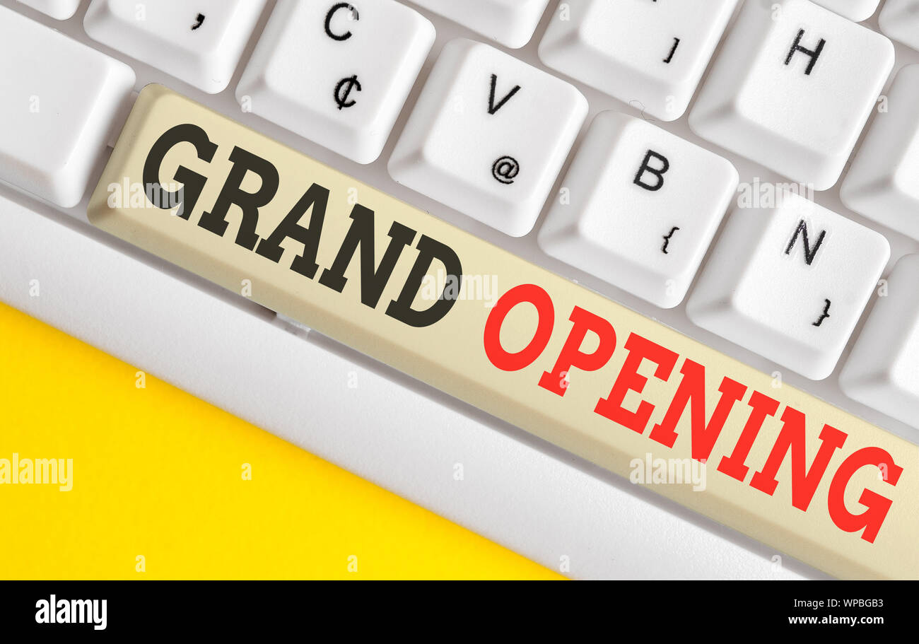 Text sign showing Grand Opening. Business photo text Ribbon Cutting New ...