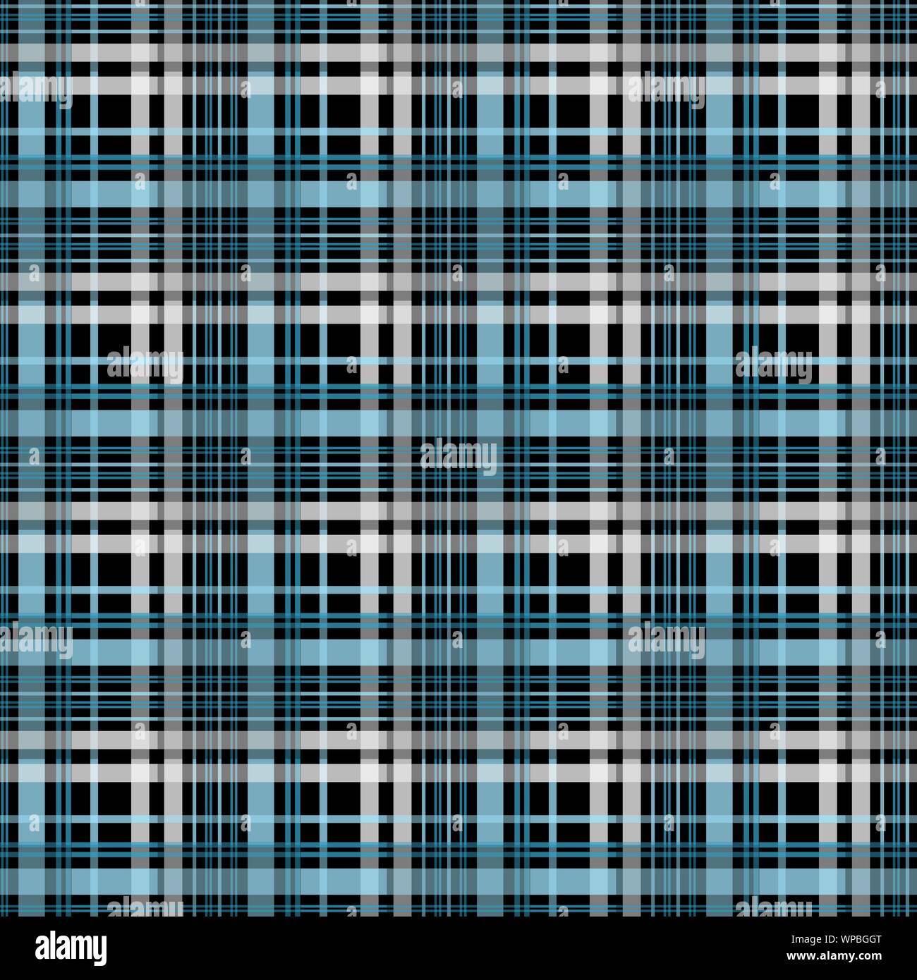 Checkered gingham fabric seamless pattern in black, white and blue ...