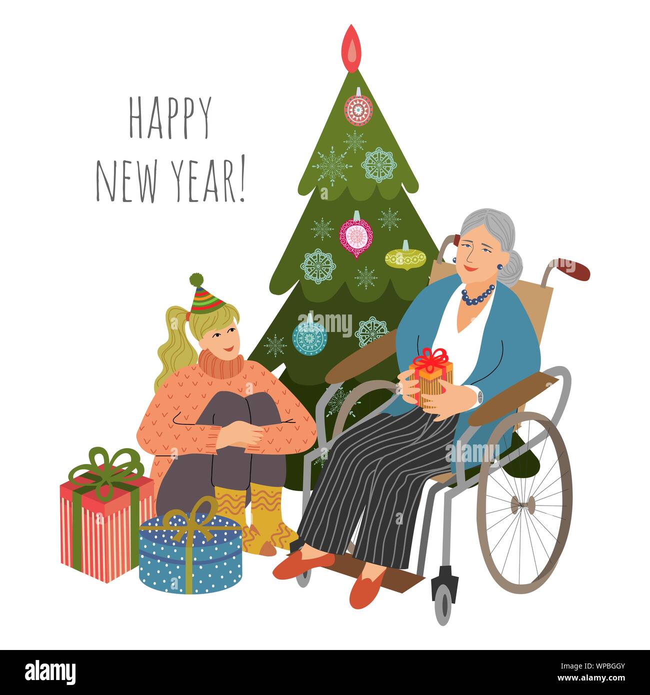 Wheelchair christmas tree Stock Vector Images - Alamy