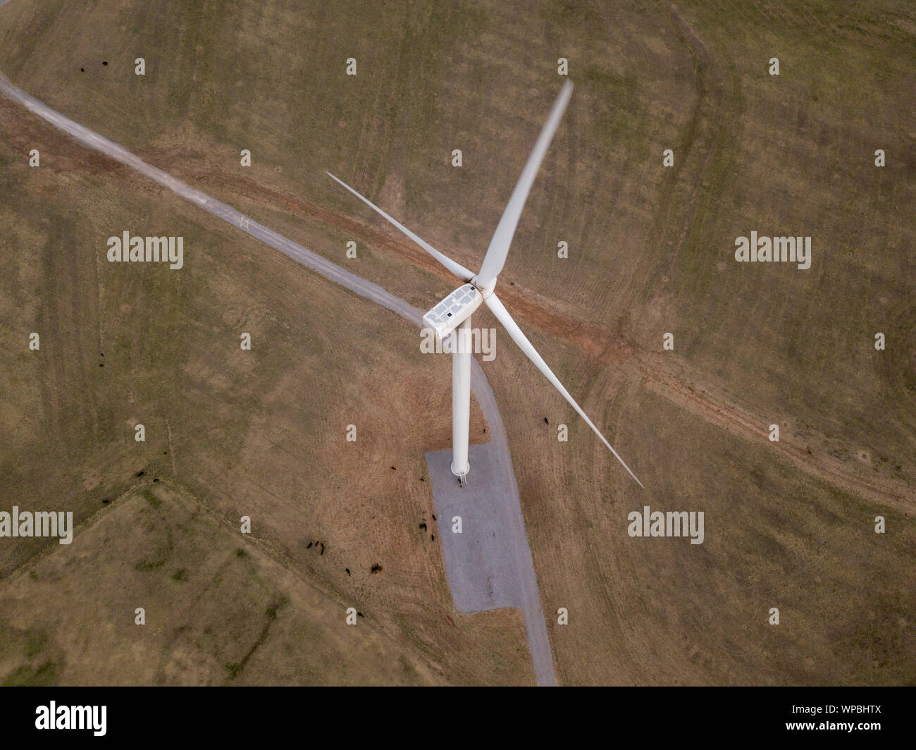 Aerial top down view of wind turbine in Oklahoma, USA Stock Photo - Alamy