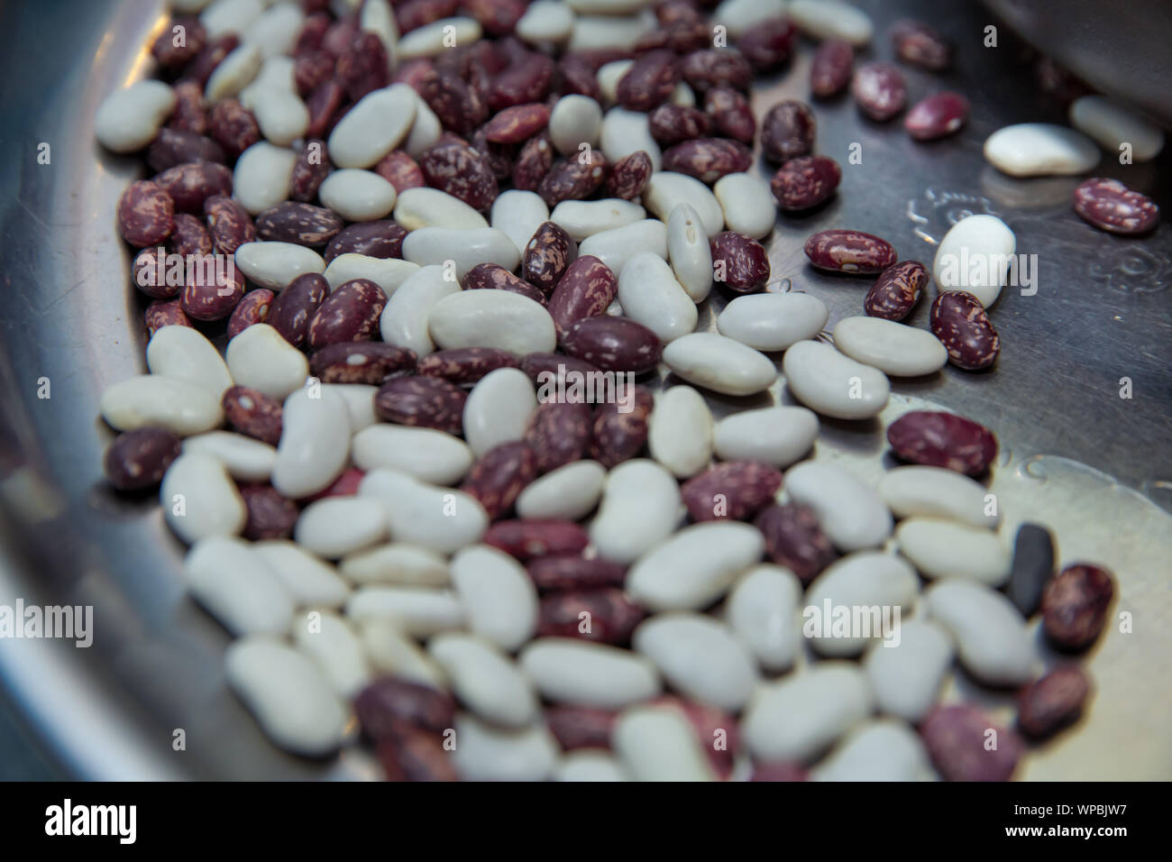 Texture background red dotted beans. Product Image red and white beans ...