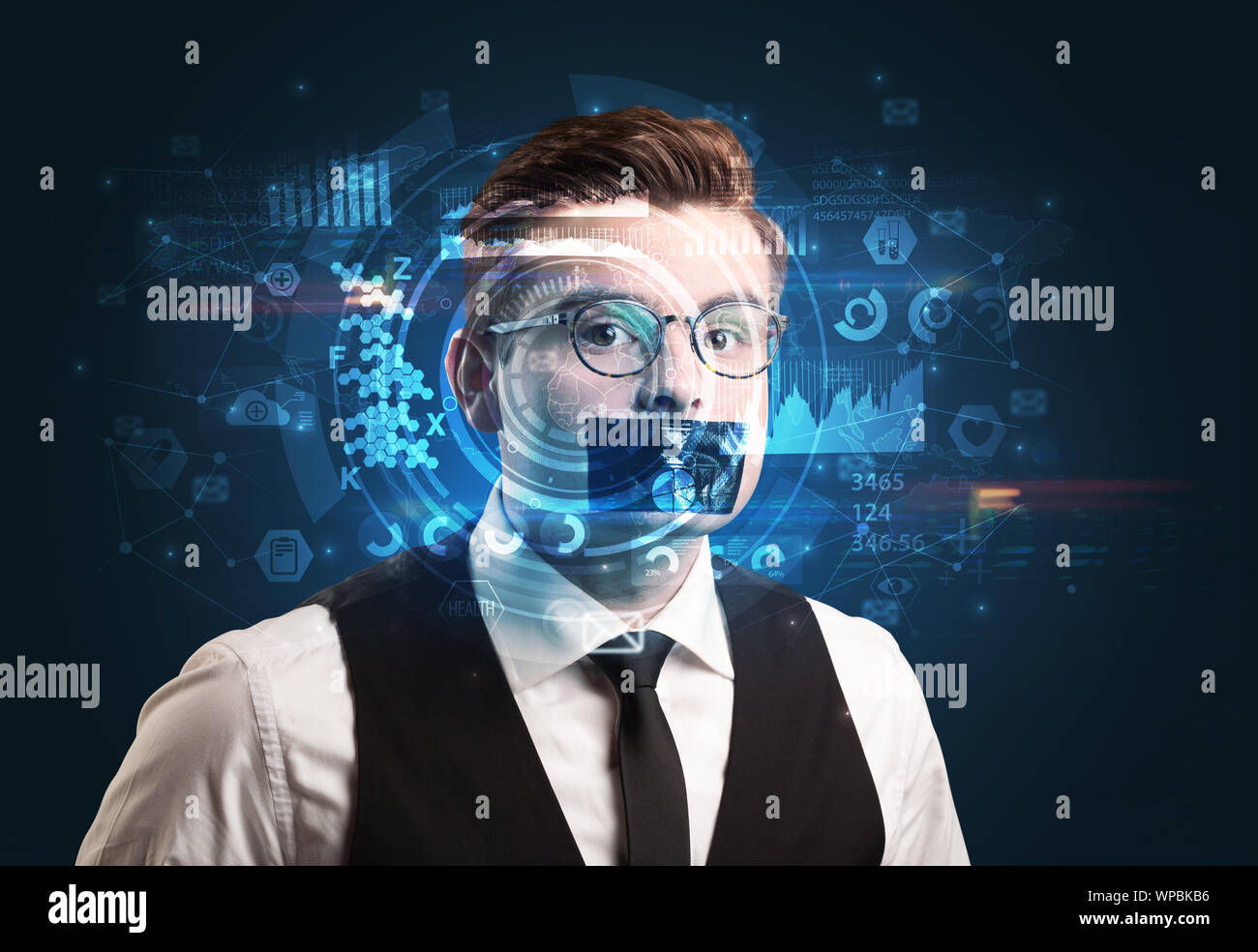 Biometric identification and Facial recognition system concept Stock ...